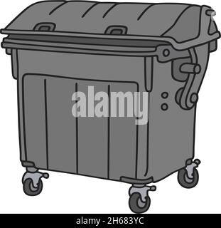 The vectorized hand drawing of a steel garbage container Stock Vector ...