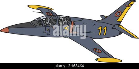 The vectorized hand drawing of a small military jett aircraft Stock ...