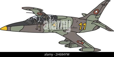 The vectorized hand drawing of a small military jett aircraft Stock ...
