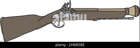 The vectorized hand drawing of a historical matchlock handgun Stock ...
