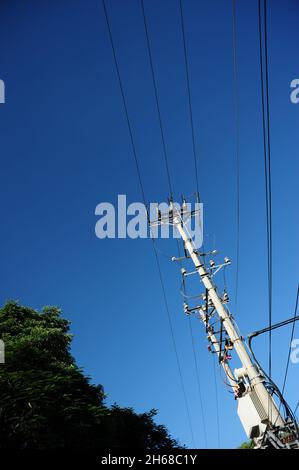 Electric line column Stock Photo - Alamy