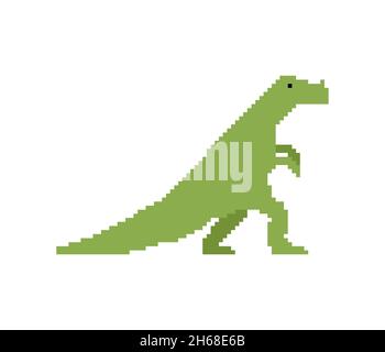 Dinosaur pixel art. Tyrannosaurus pixelated. Dino retro games. 8 bit ...