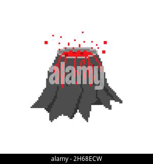 vector pixel art volcano isolated cartoon Stock Vector Image & Art - Alamy