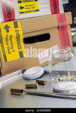Criminalistic Laboratory, Bullet shell analysis, conceptual image Stock ...