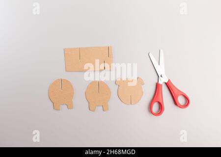 DIY tiger from recycled paper, art project for kids, tutorial, step by ...