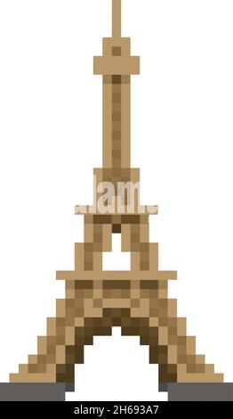 Eiffel Tower pixel art. Paris landmark 8 bit. France showplace Pixelate ...