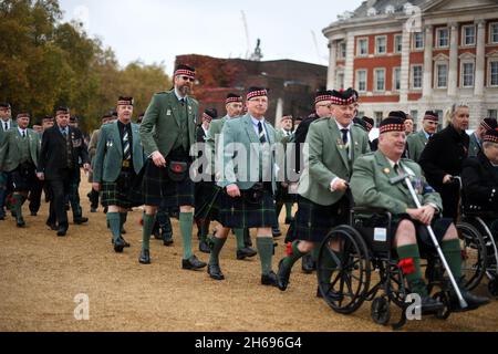 Veterans form up on Horse Guards Parade ahead of the Remembrance Sunday ...