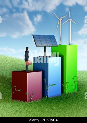 Business man showing growth graph and globe Stock Photo - Alamy