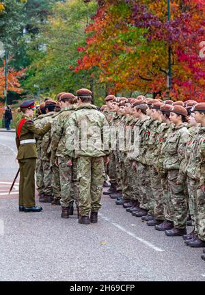 Female Army cadets marching at Remembrance Sunday Parade in Bournemouth ...