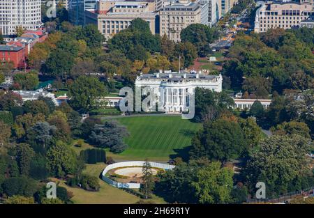 A view of the White House and Washington Monument, Monday, Oct. 5, 2020 ...