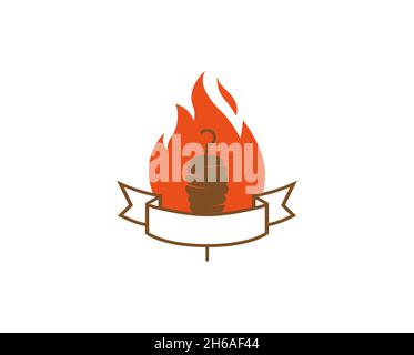Creative Abstract Kebab Meat fire Logo Design Symbol Vector ...