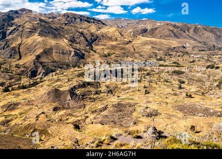 Terrace farming in the Colca Canyon, Canon del Colca, Andes Mountains ...