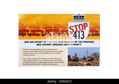Stop 413 flyer, Ontario's proposed GTA West Highway, Hwy 413 Stock ...