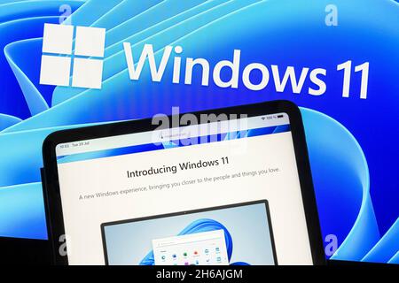 Ostersund, Sweden - July 20, 2021 Windows 11 homepage. Windows 11 is a ...