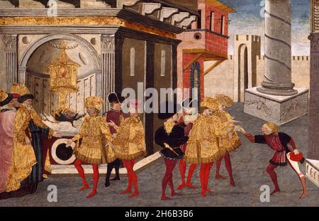 The Assassination and Funeral of Julius Caesar, painting, c. 1455 Stock ...