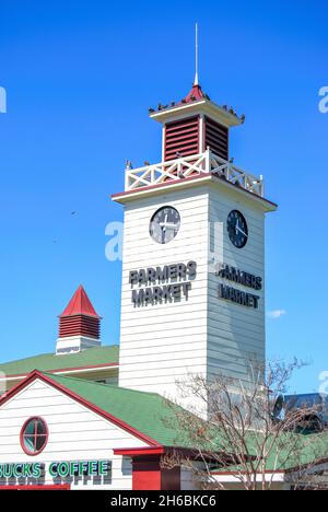 Iconic clock tower at Original Farmers Market, Los Angeles, USA Stock ...