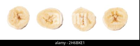 Collage of slices of banana isolated on a white background Stock Photo ...