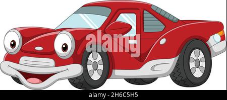 Smiling red car cartoon on white background Stock Vector Image & Art ...