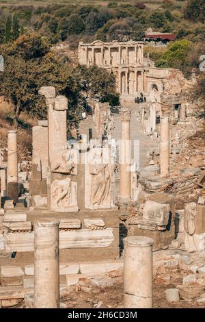 Panorama of the ancient city of Ephesus in Turkey at sunset Stock Photo ...