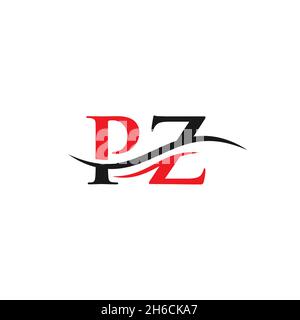 Creative golden letter PZ p z logo with leading lines and road concept ...