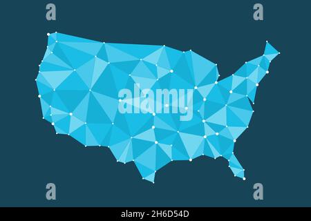 USA connected dots polygon map. Vector United States map polygonal ...