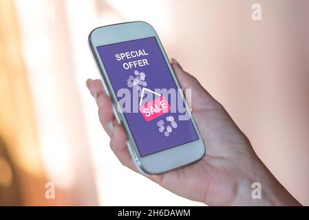 Smartphone screen displaying a special offer concept Stock Photo - Alamy