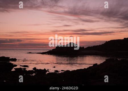 Sunset viewed from Gweal Hill on Bryher, Isles of Scilly Stock Photo ...