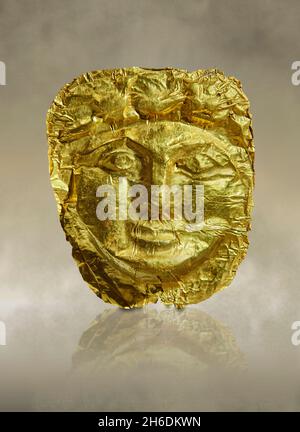 Gold Phoenician (1299-100 BC) funerary mask reused in an Imperial Roman ...