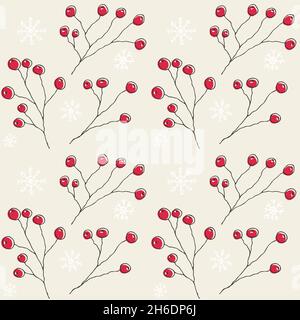 Christmas seamless pattern with holly twigs. New year background for ...