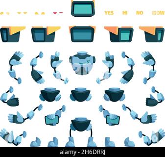 Robot Vector. Animation Set. Mechanism Robot Helper. Cyborgs, AI Futuristic Humanoid Character ...