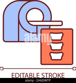 MRI scan diagnostics color icon, emergency stop button vector pictogram ...