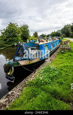 What appears to be a neglected narrow boat in need of repair Stock ...