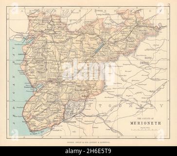 MERIONETHSHIRE "County of Merioneth" Barmouth Tywyn Wales BARTHOLOMEW ...