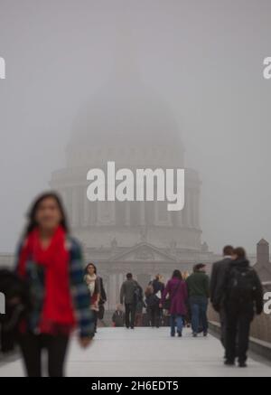 Fog covered landmarks across London this morning including the Shard ...