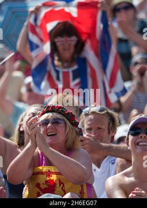 Fans gather for the Wimbledon tennis final. Great Britain's Andy Murray ...
