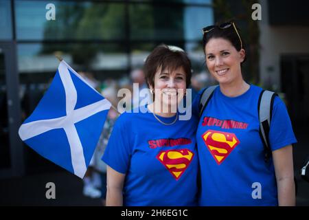 Fans gather for the Wimbledon tennis final. Great Britain's Andy Murray ...