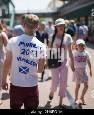Fans gather for the Wimbledon tennis final. Great Britain's Andy Murray ...