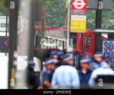 The blown up bus number 30 in Tavistock Square on Sunday 3 days after ...