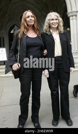 Actress Mia Farrow and Deborah Tate (sister of Sharon) leaving the high ...