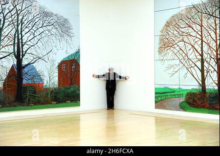 Artist David Hockney attends a photocall as he donates his painting ...