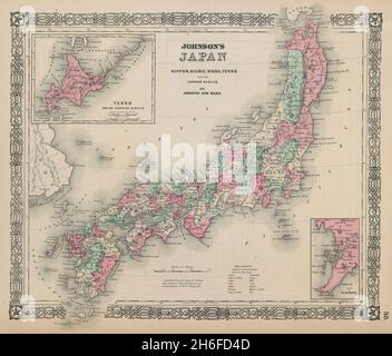 Johnson's Japan, Nippon, Kiusiu, Sikok, Yesso & Kuriles. Nagasaki Bay ...