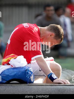 Dejected England football fans in Trafalgar Square, London, this ...