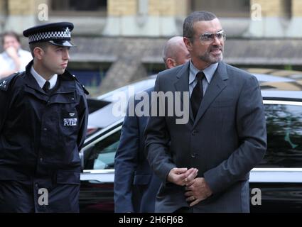 Pop star George Michael pictured arriving at Highbury Corner ...