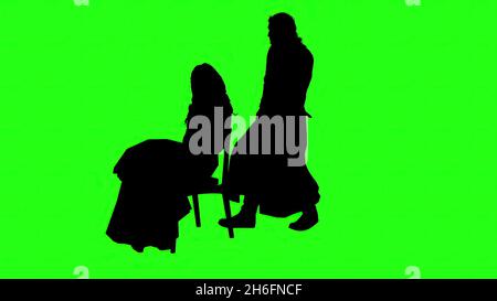 3d illustration - silhouettes of people hugging on green screen Stock ...