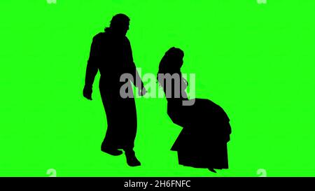3d illustration - silhouettes of people hugging on green screen Stock ...