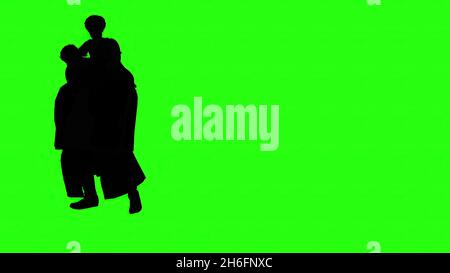 3d illustration - silhouettes of people hugging on green screen Stock ...