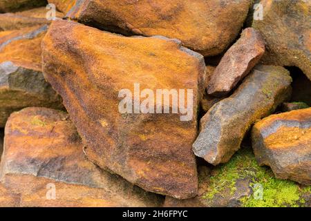 Iron stone sedimentary rock mineral deposits with iron ore (FE) used ...