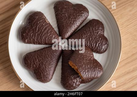 Torun gingerbread in chocolate, traditional Polish biscuits produced ...