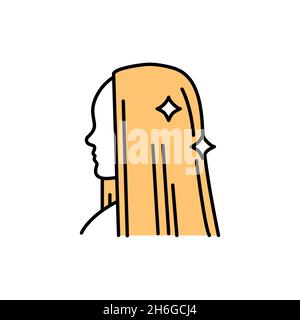 Woman lamination of hair color line icon. Beauty industry. Hairdresser ...