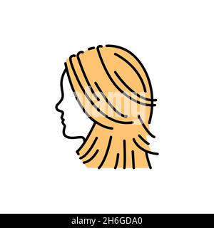 Woman ladder haircut color line icon. Beauty industry. Hairdresser ...